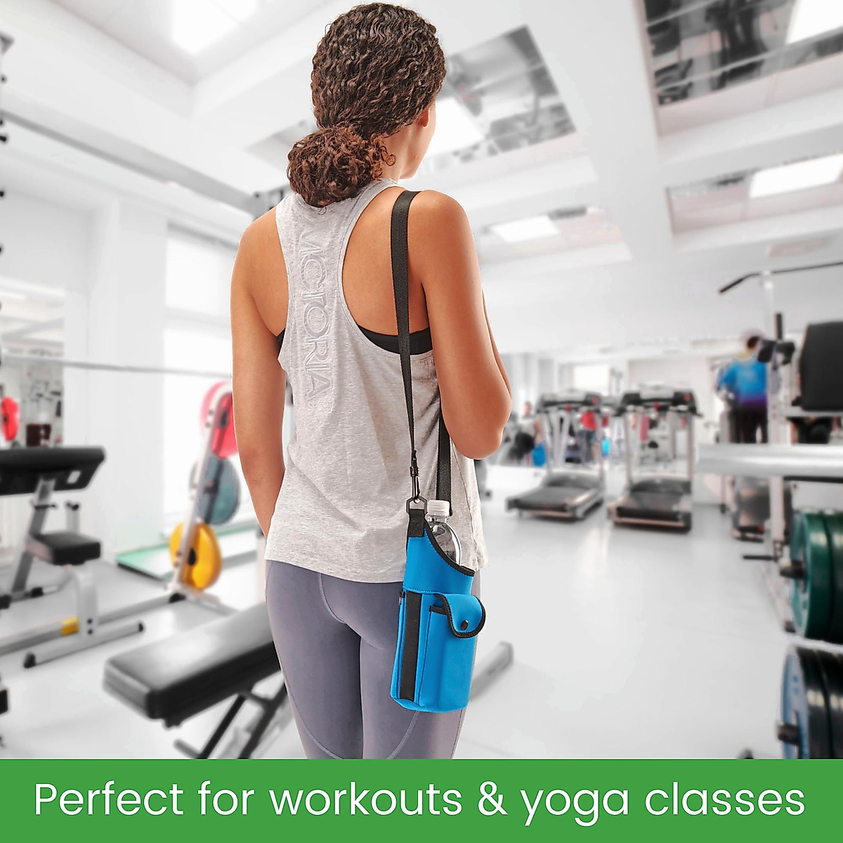 Smooth Trip AquaPockets Water Bottle Carrier Bag and Insulating Neoprene Bottle Holder with Phone Case, 2 Pockets and Adjustable Strap for Walking and Hiking, Fits up to 40 oz. Bottles