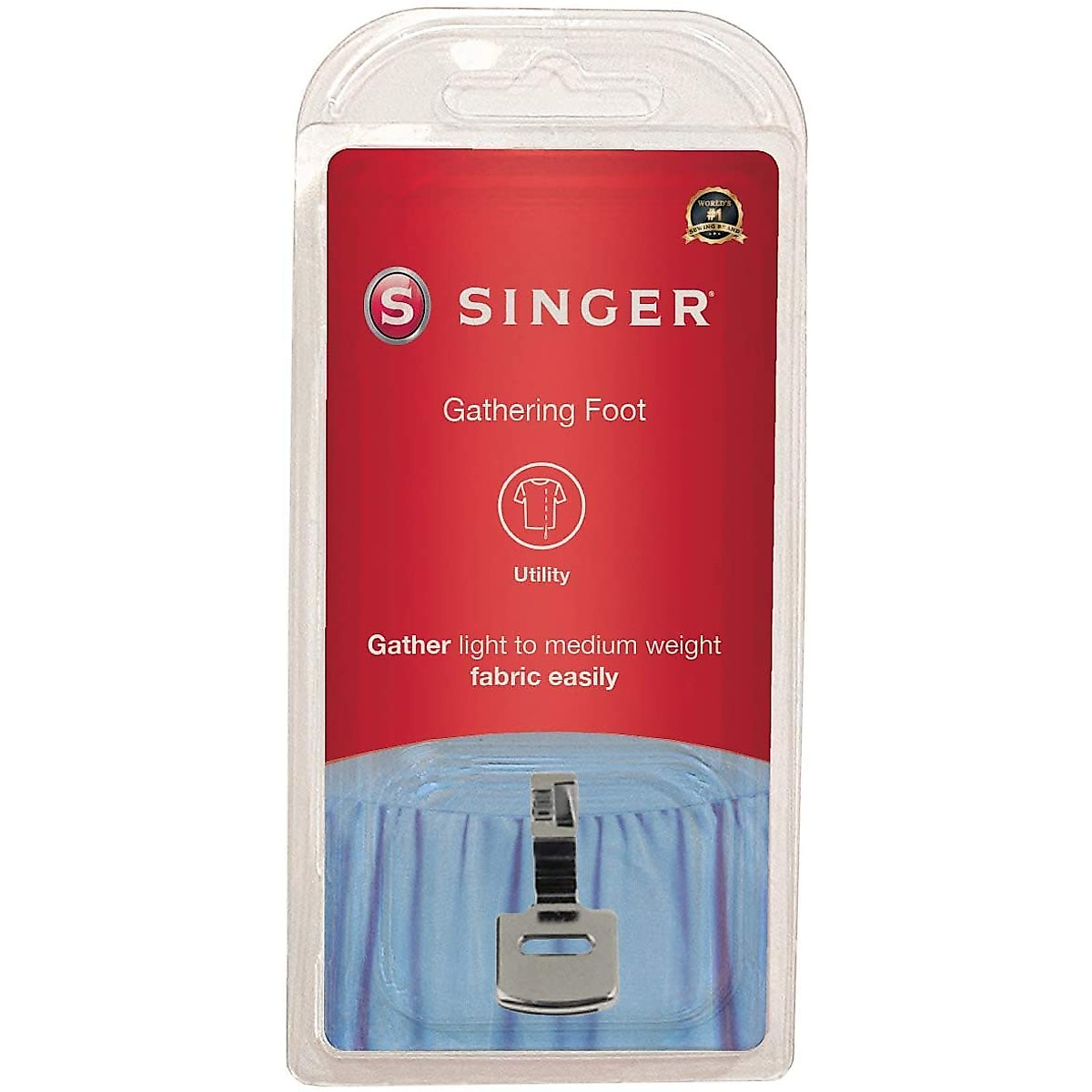 SINGER | Gathering Presser Foot for Low-Shank Sewing Machines, Simutaneously Trims & Hems Edges, Zig-Zag and Over-Edge Stitches - Sewing Made Easy