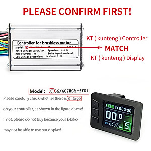 HUDAMZKY Ebike Color Screen Display Meter KT-LCD7C 24V 36V 48V 52V Electric Bike Conversion Kit Display for KT Controller (LCD7C SM Plug)