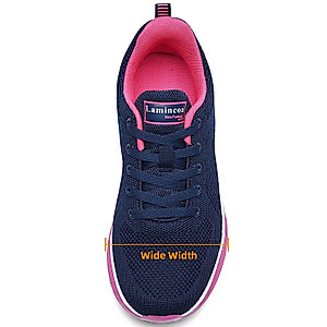 Wide Width Womens Sneakers Air Cushion Running Shoes Walking Tennis Shoes for Women Blue-Rose