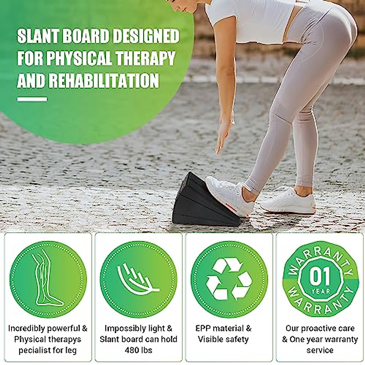 Slant Board for Calf Stretching, 5 Adjustable Angles Foot Stretcher for Physical Therapy, 480 lbs Weight Capacity Incline Board Wedge for Home Exercise, Squats and Calf Stretch(Black)