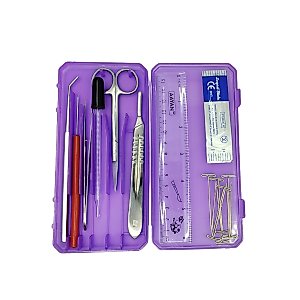 DR Instruments Precision Plus Dissection Kit - 24-Piece Biology Kit - 9 Stainless Steel Instruments - Extra Blades & T-Pins - Biology Students & Faculty – Assorted Color Cases