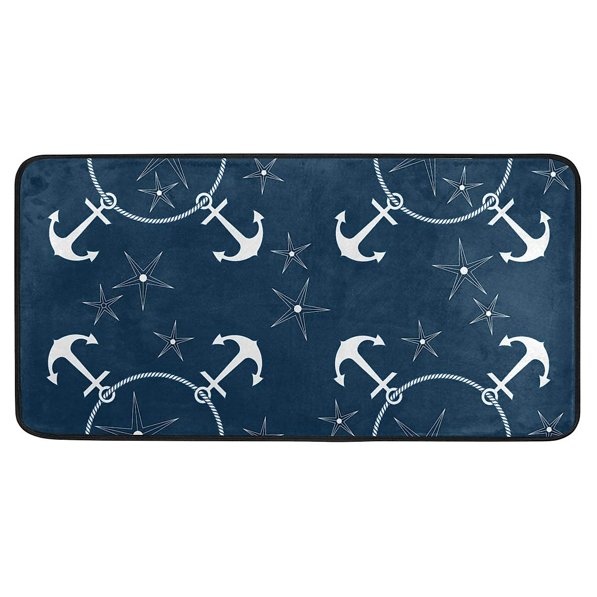 Kitchen Rugs Retro Nautical Anchors Navy Design Non-Slip Soft Kitchen Mats Bath Rug Runner Doormats Carpet for Home Decor, 39" X 20"
