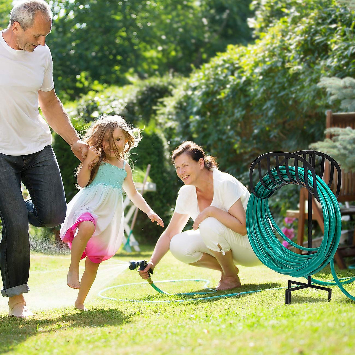 Sorbus Manger Garden Water Hose Storage, Great for Garden, Lawn, Yard, Decorative Stand with Ground Stakes, Holds 125-Feet of 5/8-Inch Hose