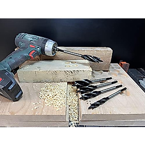 CORTOOL Auger Drill Bit for Wood,1/2", 5/8", 3/4" and 1" Inch Size with Quick Change Hex Shank 5-Piece Drill Bit Set for Wood