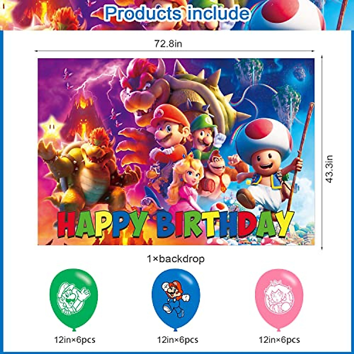 Mario Movie 2023 Backdrop Birthday Banner for Mario Movie 2023 Birthday Party Supplies Mario Movie 2023 Photograph Background Photo Booth 5x3ft