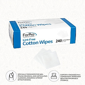 ForPro Professional Collection Lint-Free Cotton Wipes, 100% Pure Cotton Gauze, 2" x 2", White, 240-Count