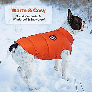 Kuoser Dog Winter Coat Padded Vest, Windproof Dogs Puffer Jacket, Warm Soft Puppy Cold Weather Clothes Doggie Insulated Outwear, Lightweight Pet Winter Outdoor Costume for Small Medium Dogs, XS-XL