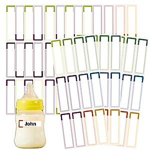 Baby Bottle Waterproof Labels for Daycare Reusable, Kids Write-On Name Tags Sticker, Self Adhesive Label Stickers for School Organization Food Containers, 156pcs