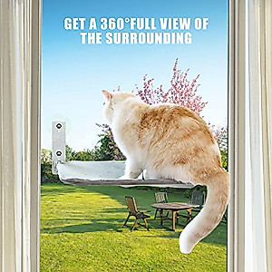 Cat Window Perch,Cat Hammock with 2 Replaceable Covers Shelf,360° Sunny Seat Foldable Space Saving Cat Beds Window Seat with Steel Frame and Strong Suction Cup for Indoor Cats （Large）