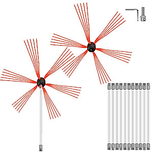 VEVOR Chimney Sweep Kit 39FT Length, Chimney Brush Kit with 12 Nylon Flexible Rods and 2 Brush Head, Rotary Chimney Cleaning Kit Driven by Drill, Chimney Brush Rod Kit for Sweeping Fireplace