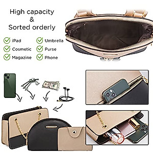 Backpack Purses for Women Mini Backpack Purse for Girls Teen Fashion Backpack 4 PCS Leather Rucksack for Ladies Shoulder Bags Black