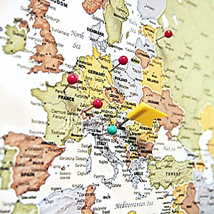 Map Your Travels Deluxe Push Pin World Map | Premium Wood Frame | Personalized Gift Map | Handmade in Minnesota | 33" x 21"