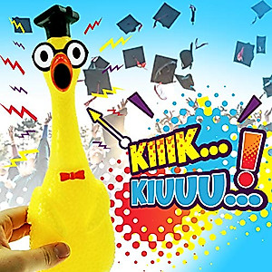 JA-RU Rubber Screaming Chicken Toy (3 Chickens Assorted) Squeaky Noise Maker Prank Toys for Kids. Funny & Annoying Gag Gifts. Classic Novelty Squeeze Items. Pet Dog Chew Toy. Party Favors. 1704-3s