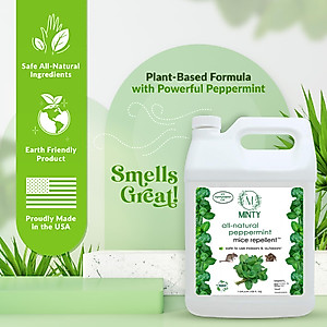 Minty Mice Repellent, Natural 5% Peppermint Oil Spray for Mice, Mouse, Rats and Rodents Indoor and Outdoor, House and Car Engine Use, 128 fl oz