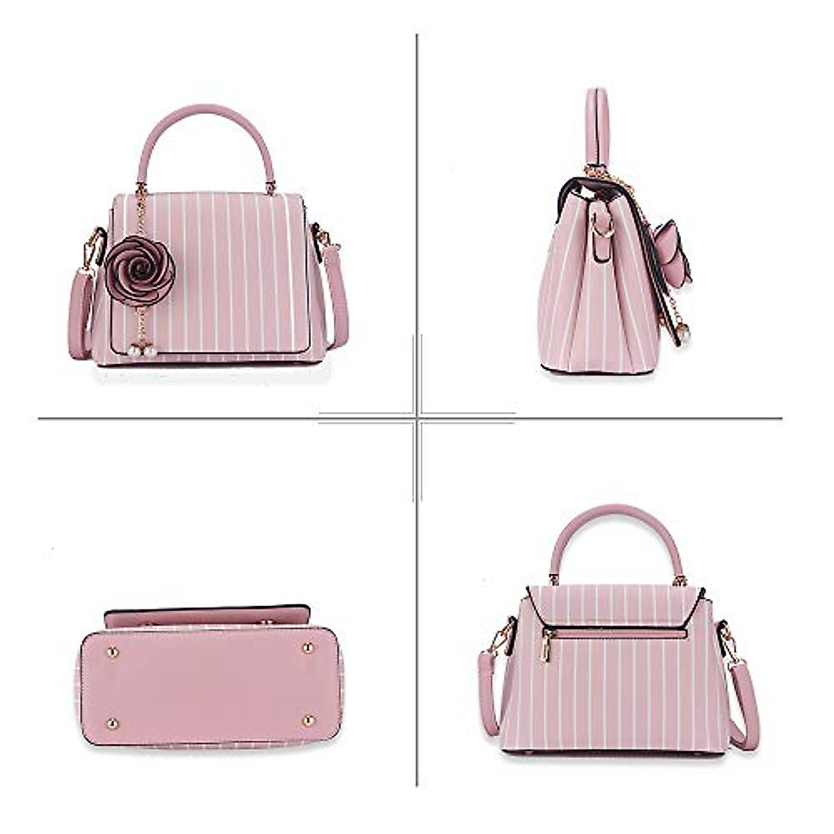 Multiple Pockets Handbag for Women Fashion Ladies PU Top Handle Satchel Shoulder Tote Bags Purse