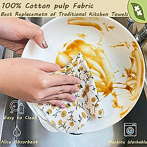 SUJUDE Reusable Paper Towels Swedish Dish Washable - 24 Pack Cotton Pulp Reusable Napkins Alternative Eco Friendly Thick and Strong Cloth Paper Towels Roll for Kitchen Paperless Dishcloths Replacement