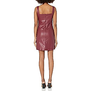The Drop Women's Hank Vegan Leather Square Neck Mini Dress, Burgundy, XS