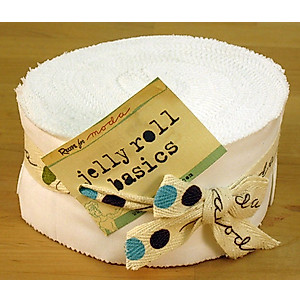 Moda Bella Solids White Bleached 9900-98 Jelly Roll, 40 2.5x44-inch Cotton Fabric Strips