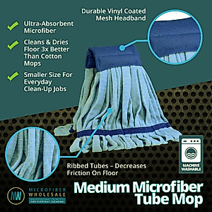 QIPENG 18" Large Microfiber Wet Mop Head Replacement Pack of 2 | for Commercial and Industrial Use (Green)