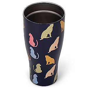 Mary Square Leader of the Pack Leopard Navy 32 ounce Stainless Steel Large Curved Tumbler with Lid