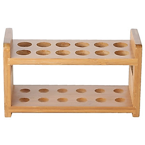 Lily's Home Bamboo Test Tube Vial Shot Glasses Holder Rack, Great as Pen Stand, Made from Bamboo with Built-in Handle, Rack Only, Glass Tubes NOT Included, 12 Tube Capacity (7/8" (22mm') Holes)
