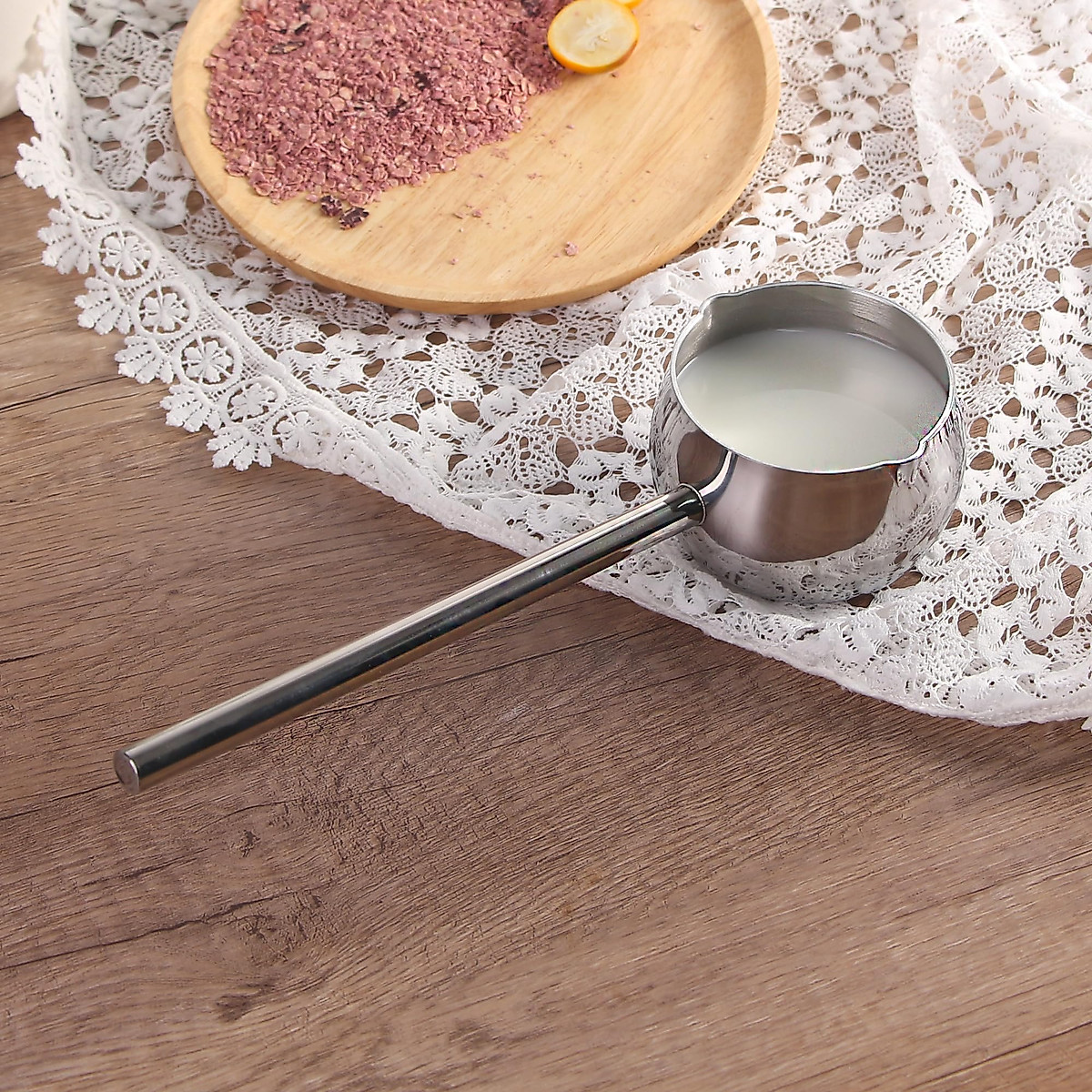 IMEEA Mini Butter Warmer with Long Handle Induction Milk Warmer Pot Small Saucepan SUS304 Tri-Ply Stainless Steel (10oz/300ml)