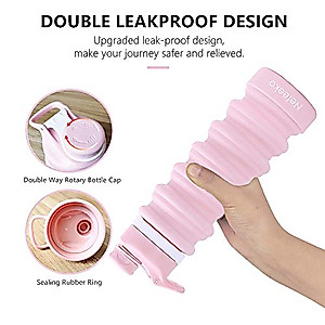 Nefeeko Collapsible Water Bottle, 26oz Silicone Foldable Water Bottles Leakproof BPA Free Travel Water Bottles with Carabiner, Portable Sport Water Bottles for Camping,Hiking Outdoor Indoor Sport