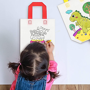 18 Pieces Coloring Goodie Bags Reusable Party Favor Bags Graffiti Goodie Bags Color Your Own Art Goodie Bags for Birthday Party Celebration Tea Party Wedding DIY Crafts