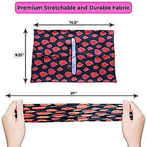 1PK Stretchable Book Cover for Textbooks - Red Cloud Anime Design Book Protector, Textbook Covers for School, Easy Apply Reusable Durable Book Sox (1)