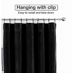 Joydeco Black Velvet Curtains 90 inch Length 2 Panels Burg Set, Luxury Rod Pocket Thermal Insulated Window Blackout Curtain, Room Darkening Drapes for Living Dining Room Bedroom Privacy