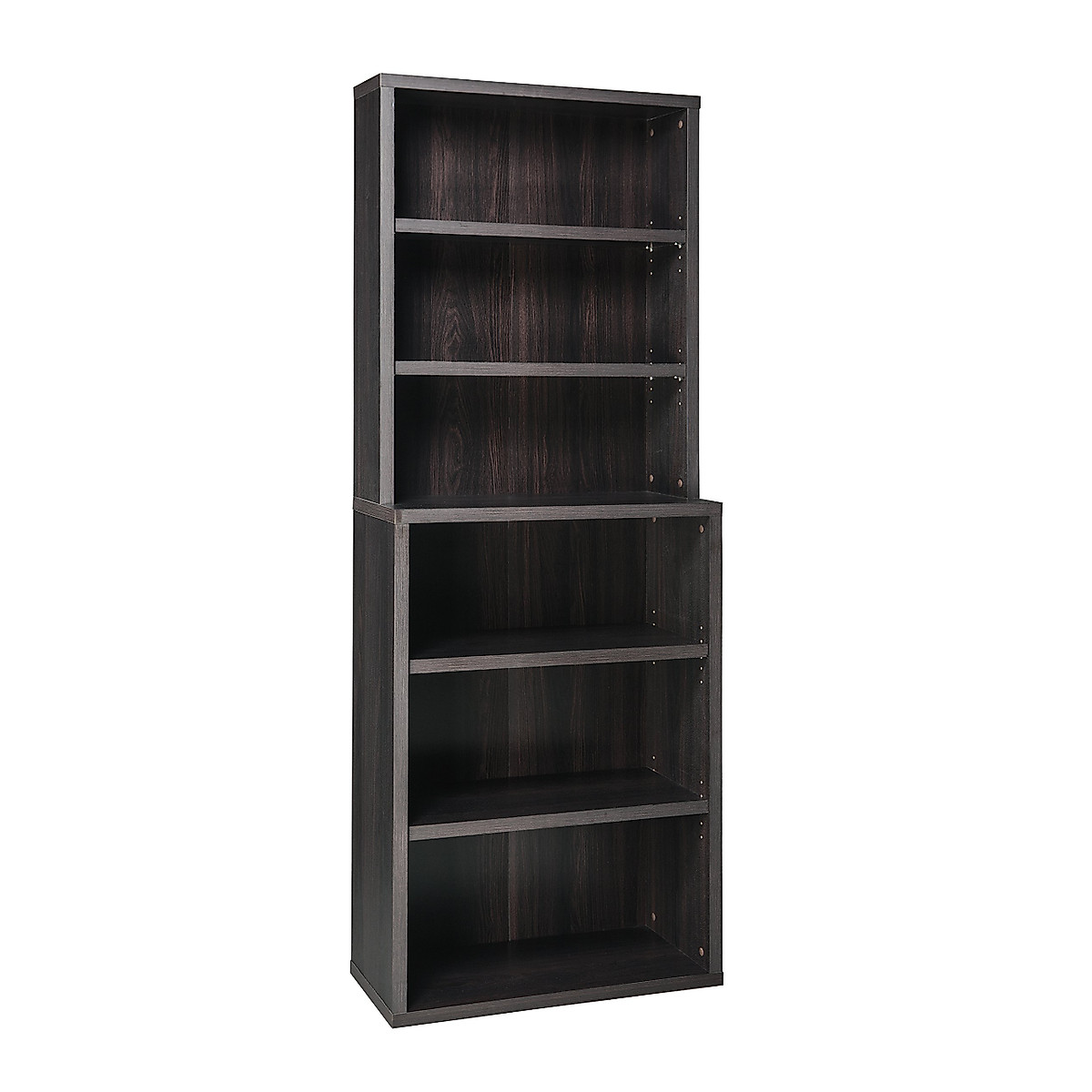 ClosetMaid Bookshelf with 6 Shelf Tiers, Adjustable Shelves, Tall Bookcase Hutch, Sturdy Wood with Closed Back Panel, Black Walnut Finish