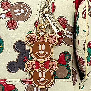 Loungefly Disney Christmas Mickey and Minnie Cookie Adult Womens Double Strap Shoulder Bag Purse with Ears Headband