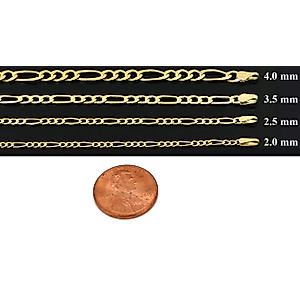 Bracelet Real 10K Yellow Gold Hollow Figaro 4.0mm, 7" to 10" (9)