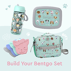 Bentgo Kids Prints Lunch Box Kids Water Bottle - New & Improved 2023 (Puppy Love)
