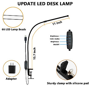 LED Desk Lamp, Touch Control Desk Lamp with 10 Levels Brightness, Dimmable Office Lamp with Adjustable Arm, 11" Wide Office Eye Protection Light 900LM Large Bright Desk Lights with Stepless Dimming
