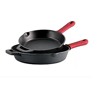 Tramontina Preseasoned Cast Iron 2 Pk Skillets with Silicone Grips