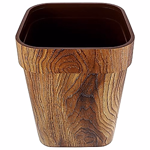 Zerodeko Trash Can Wood Trash Can Lidless Wastebasket Wood Grain Garbage Container Kitchen Trash Bin Office Trash Can for Bathrooms Kitchens Home Offices 11.99X9.43X9.43inch