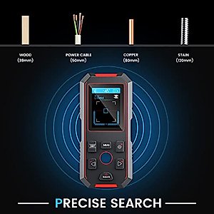 KOLSOL Stud Finder with 196ft Laser Measure, 3 in 1 Electric Wall Scanner Sensor with ±0.1° Digital Level Lithium Battery, LCD Studs Detector Audio Broadcast for Wood Magnetic Metal AC Wire Finding
