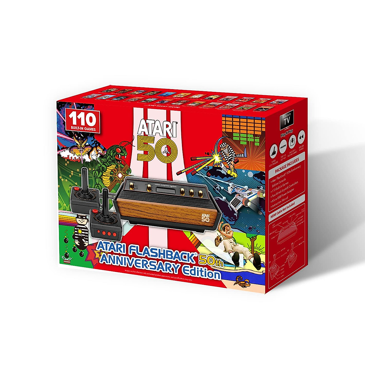 Atari Flashback Console 50th Anniversary Edition, Retro Game Console, Built-in 110 Classic Games, Two Joystick Controllers, HDMI, PLUG & PLAY on HD TV