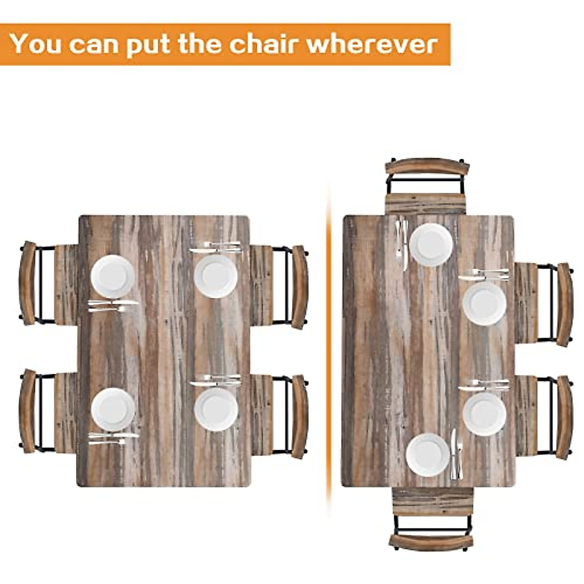 AOCOROE Rectangular Dining Table & Chair Set of 5 w/Storage Space, Dining Room Set w/ 1 Table & 4 Chairs, Table Chair Set w/MDF Tabletop & Iron Frame, for Dining Room, Bistro, Home Bar, Kitchen