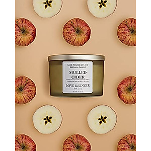 Mulled Cider Candle | Fall Candles | Luxury Soy & Beeswax Candles for Home | 16 oz. Large Jar 3 Wick Candle | Apple Cider Candle | Thanksgiving Candle | Autumn Candles
