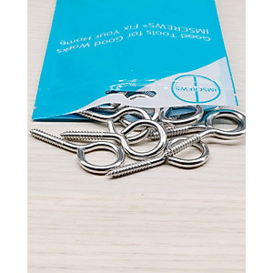 M3 x 1-1/2" Screw Eyes (50pcs) Small Eyelet Screws Lag Eyebolt 18-8 Stainless Steel 304 Heavy Duty Hook by IMScrews