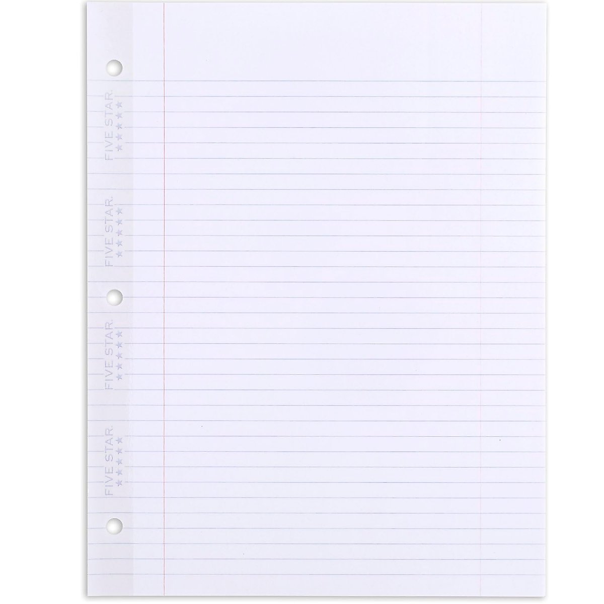 Five Star Insertable Loose Leaf Paper + Study App, Notebook Paper, College Ruled Filler Paper to Add Pages, Reinforced, 8.5 x 11, 75 Sheets (17022),White