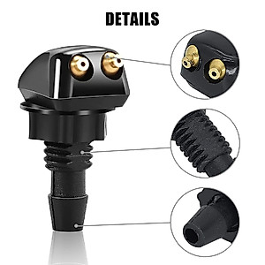 Sosolong 4pcs Front Windshield Washer Nozzles Including Adapters and Hoses, Front Windshield Washer Nozzle kit,Windshield Washer Nozzles Wiper Spray Fit for Most Cars