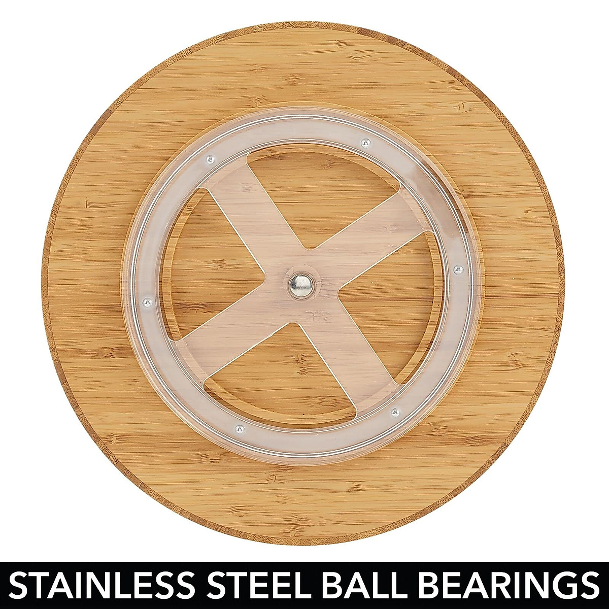 mDesign Bamboo Wood Lazy Susan Turntable Food Storage Container for Cabinets, Pantry, Refrigerator, Countertop, Spinning Organizer for Spices, Condiments - 11.5" Round - Echo Collection - Natural