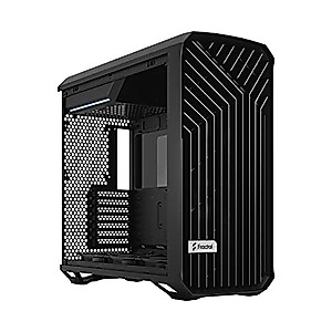 Fractal Design Torrent Black - Dark Tint Tempered Glass Side Panel - Open Grille for Maximum air Intake - Two 180mm PWM and Three 140mm Fans Included - Type C - ATX Airflow Mid Tower PC Gaming Case