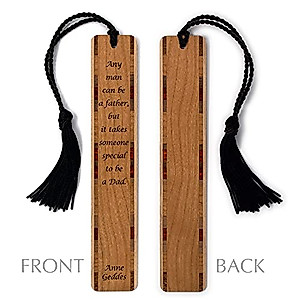 Father Quote by Anne Geddes - Engraved Wooden Bookmark with Tassel - Made in USA - Also Available Personalized