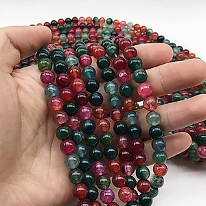 NHBT YU 1 Strand 4 6 8 10 12mm Natural Stone Beads Vintage Colorful Cracked Agates Charms Strand Accessories Findings for Jewelry Making T725 (Item Diameter : 6mm 63pcs)