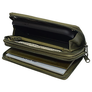 Swiss Marshall Women's RFID Blocking Double Zipper Smartphone Leather Wallet with Removable Checkbook Holder (Green)